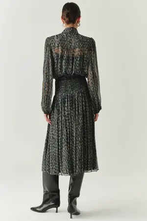 EXQUISE Vada Pleated Midi Skirt