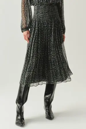 EXQUISE Vada Pleated Midi Skirt