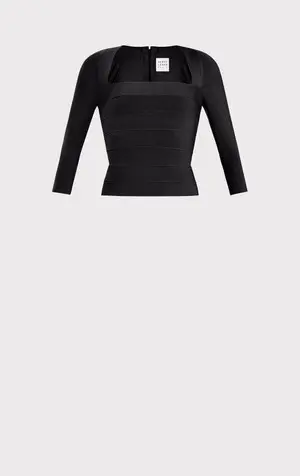 Herve Leger Bandage Top With Square Neckline And 3/4 Sleeves