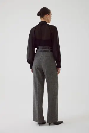 EXQUISE Belted Wide-leg Trousers