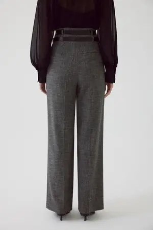 EXQUISE Belted Wide-leg Trousers