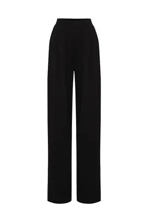 EXQUISE Elastic Waist Wide Leg Pants