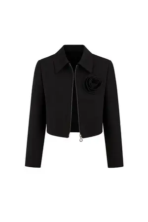 EXQUISE Rose Embellished Zip-up Jacket