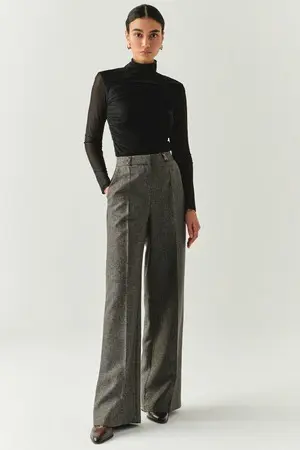 EXQUISE Wide Leg Pocketed Pants - Grey
