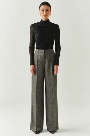 EXQUISE Wide Leg Pocketed Pants - Grey