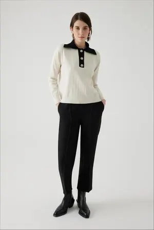 EXQUISE Wide Leg Straight Pants - Black