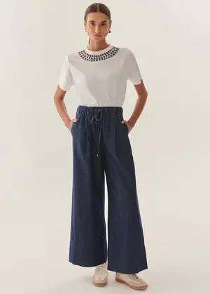 EXQUISE Esmeralda Drawstring Palazzo Pants