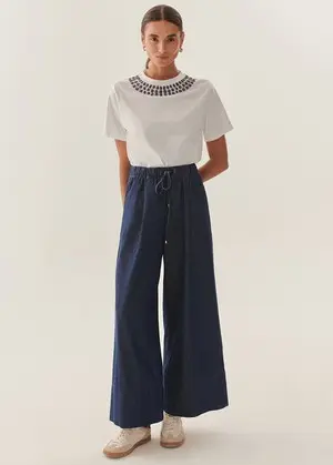 EXQUISE Esmeralda Drawstring Palazzo Pants