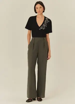 EXQUISE Royalty Pure Linen Palazzo Pants