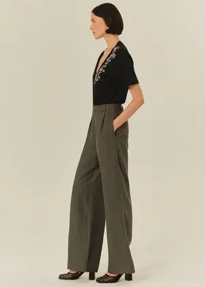 EXQUISE Royalty Pure Linen Palazzo Pants