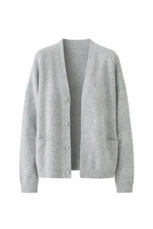EXQUISE Asher Sequin Printed Cashmere Blend Cardigan