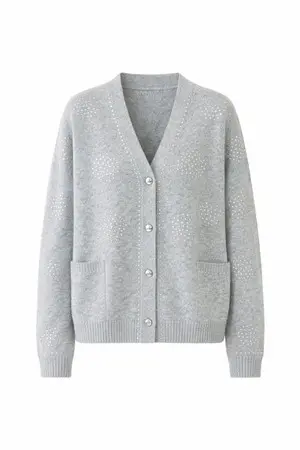 EXQUISE Asher Sequin Printed Cashmere Blend Cardigan