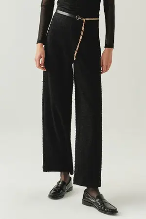 EXQUISE Yamileth Textured Zip-waist Wide-leg Pants