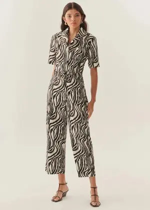 EXQUISE Marley Zebra Print Cotton Pants