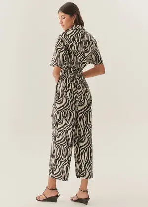EXQUISE Marley Zebra Print Cotton Pants