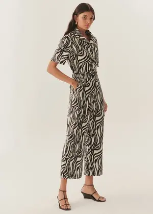 EXQUISE Marley Zebra Print Cotton Pants