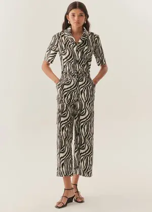 EXQUISE Marley Zebra Print Cotton Pants
