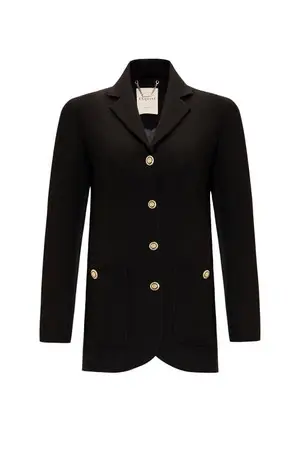 EXQUISE Structured Gold Button Blazer Jacket
