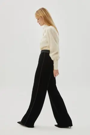 EXQUISE Velvet Straight-leg Trousers