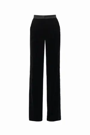 EXQUISE Velvet Straight-leg Trousers