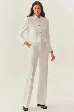 EXQUISE Tessa Cropped Jacket With Gold Button Detail