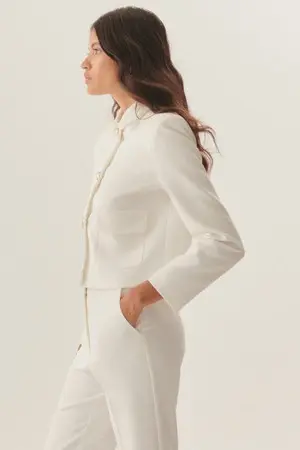 EXQUISE Tessa Cropped Jacket With Gold Button Detail