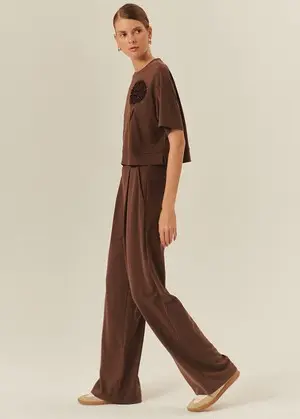 EXQUISE Knit Wide Leg Pants