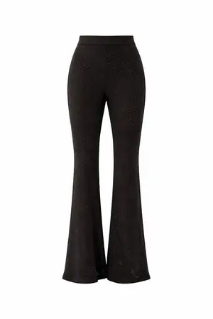 EXQUISE Slim Sequin Print Flared Knit Pants