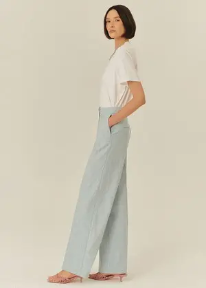 EXQUISE High-waist Trousers With Glossy Accent
