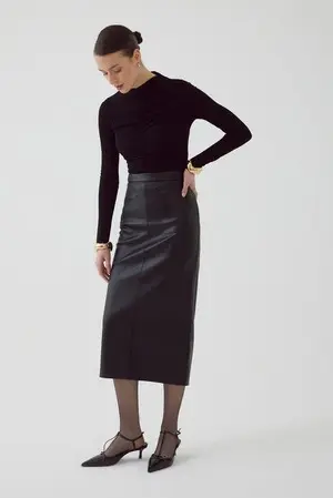 EXQUISE Alok Leather Skirt
