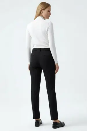 EXQUISE Slim Fit High-waist Woven Pants