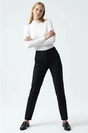EXQUISE Slim Fit High-waist Woven Pants
