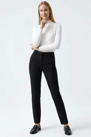 EXQUISE Slim Fit High-waist Woven Pants
