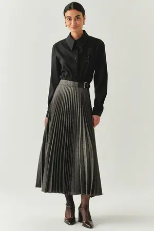 EXQUISE Jayda Pleated Midi Skirt