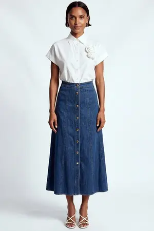EXQUISE Aliana Denim Midi Skirt