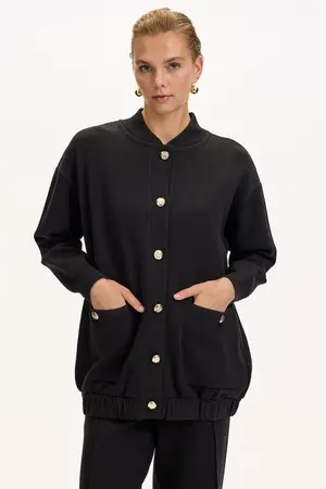 EXQUISE Barbara Knit Cardigan - Black