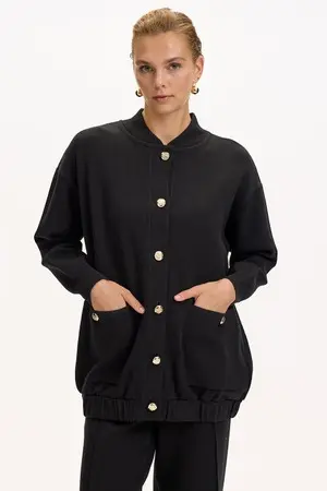 EXQUISE Barbara Knit Cardigan - Black