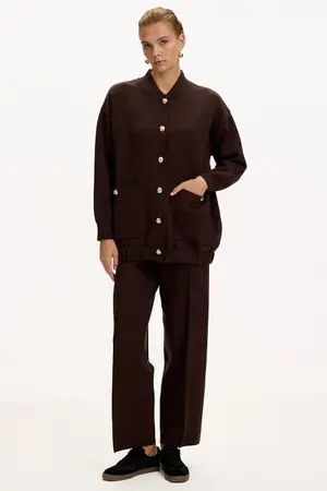 EXQUISE Barbara Knit Cardigan - Brown