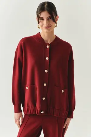 EXQUISE Barbara Knit Cardigan - Red