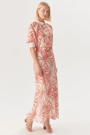 EXQUISE Drawstring Waist Midi Skirt