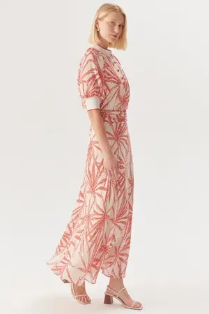 EXQUISE Drawstring Waist Midi Skirt