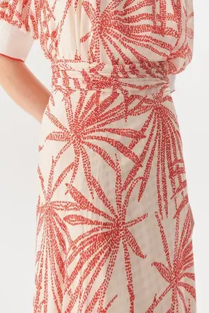 EXQUISE Drawstring Waist Midi Skirt