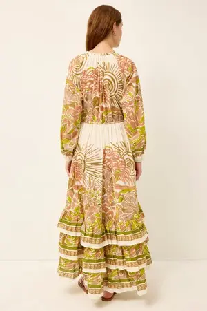 MARIE OLIVER Irving Maxi Dress With Drawstring Waist And Raglan Sleeves