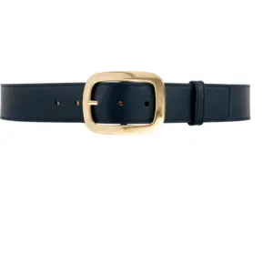 VAINCOURT La Captivante Brass Buckle Leather Belt - Navy