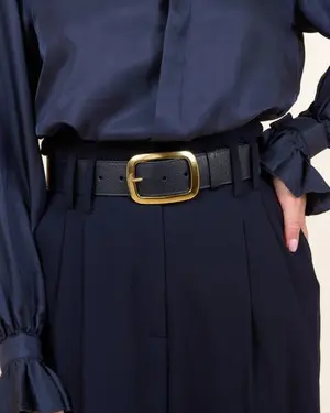 VAINCOURT La Captivante Brass Buckle Leather Belt
