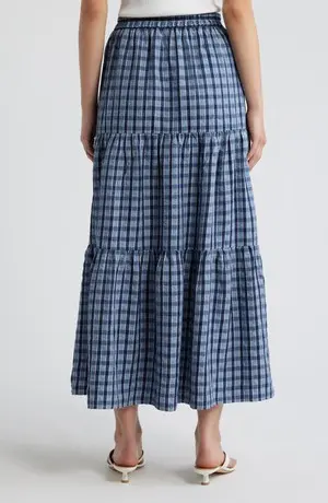 Princess Polly Rockwell Check Tiered Midi Skirt