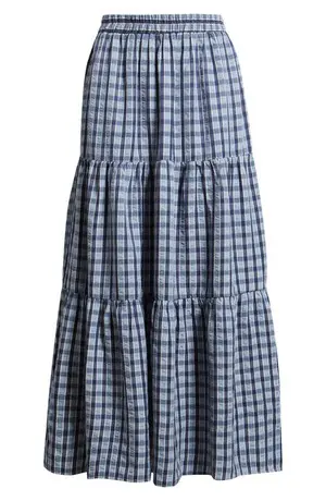 Princess Polly Rockwell Check Tiered Midi Skirt