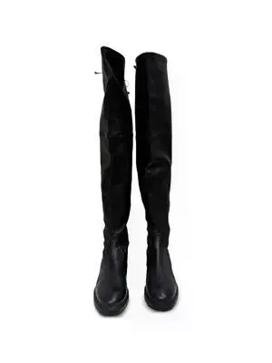 STUART WEITZMAN Over-the-knee Leather Boots With Rear Tie Fastening - Black
