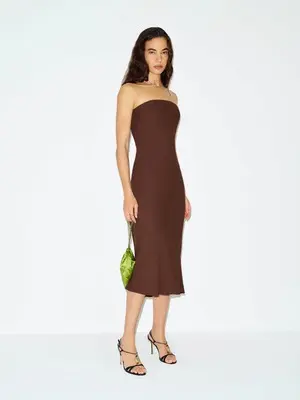 REFORMATION Koto Strapless Midi Dress - Brown