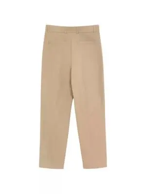 Valentino Garavani Trousers In Cotton Gabardine With Vlogo Embroidery - Neutrals